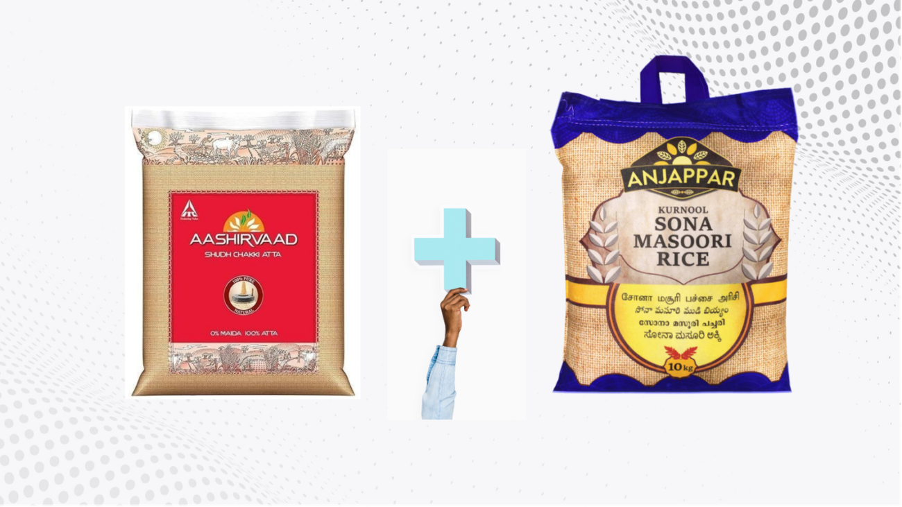 Aashirvaad Atta Flour - 5kg + Anjappar Sona Masoori Rice - 10kg ...